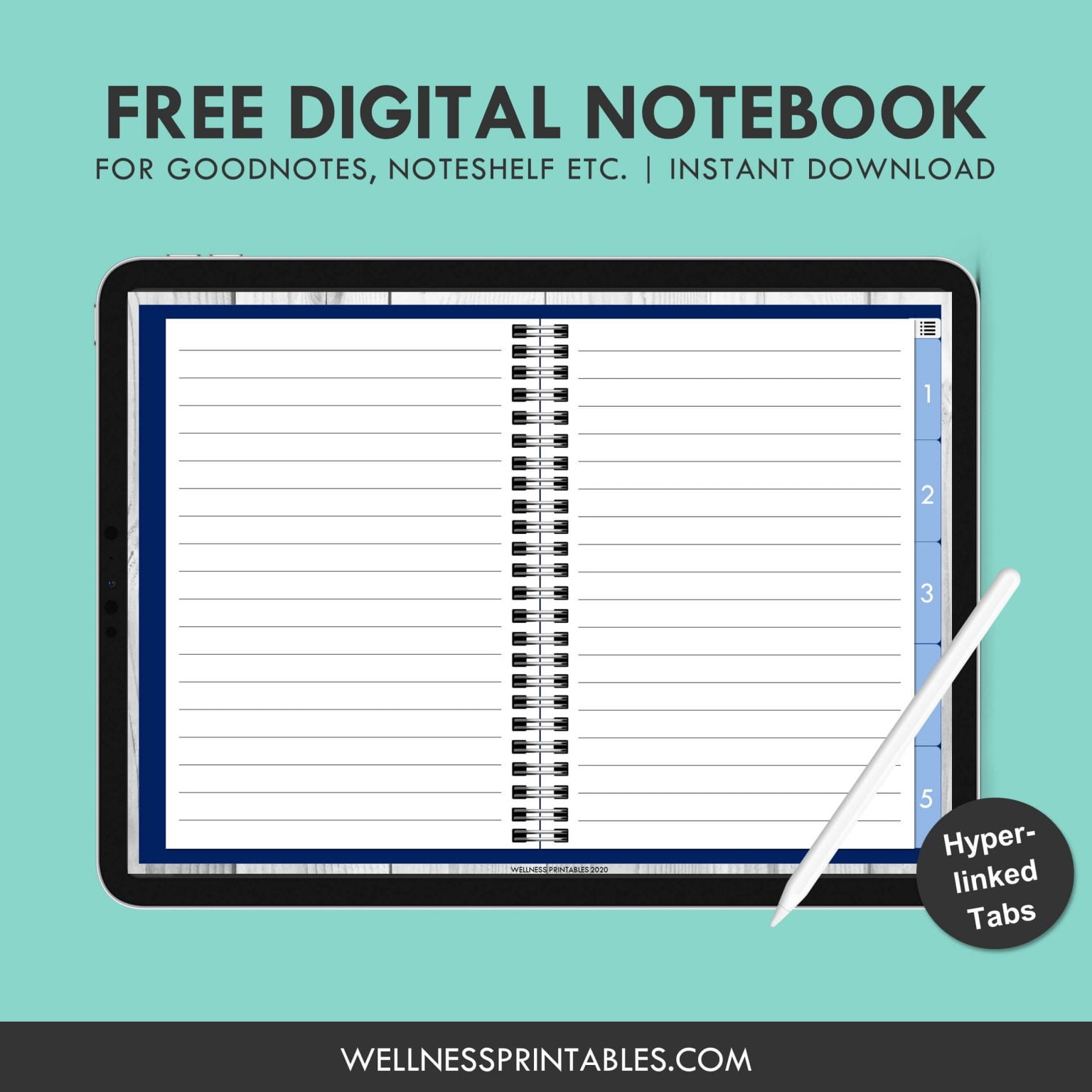 Digital Notebook 6 Subject for iPad, Goodnotes, Noteshelf - Wellness ...