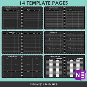 OneNote Black Paper Student Planner - Wellness Printables