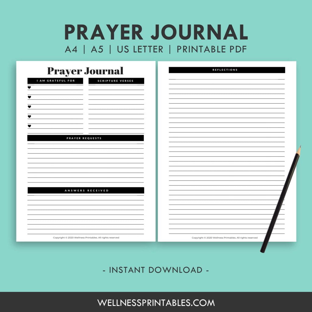 Prayer Journal Printable Planner Insert - Wellness Printables