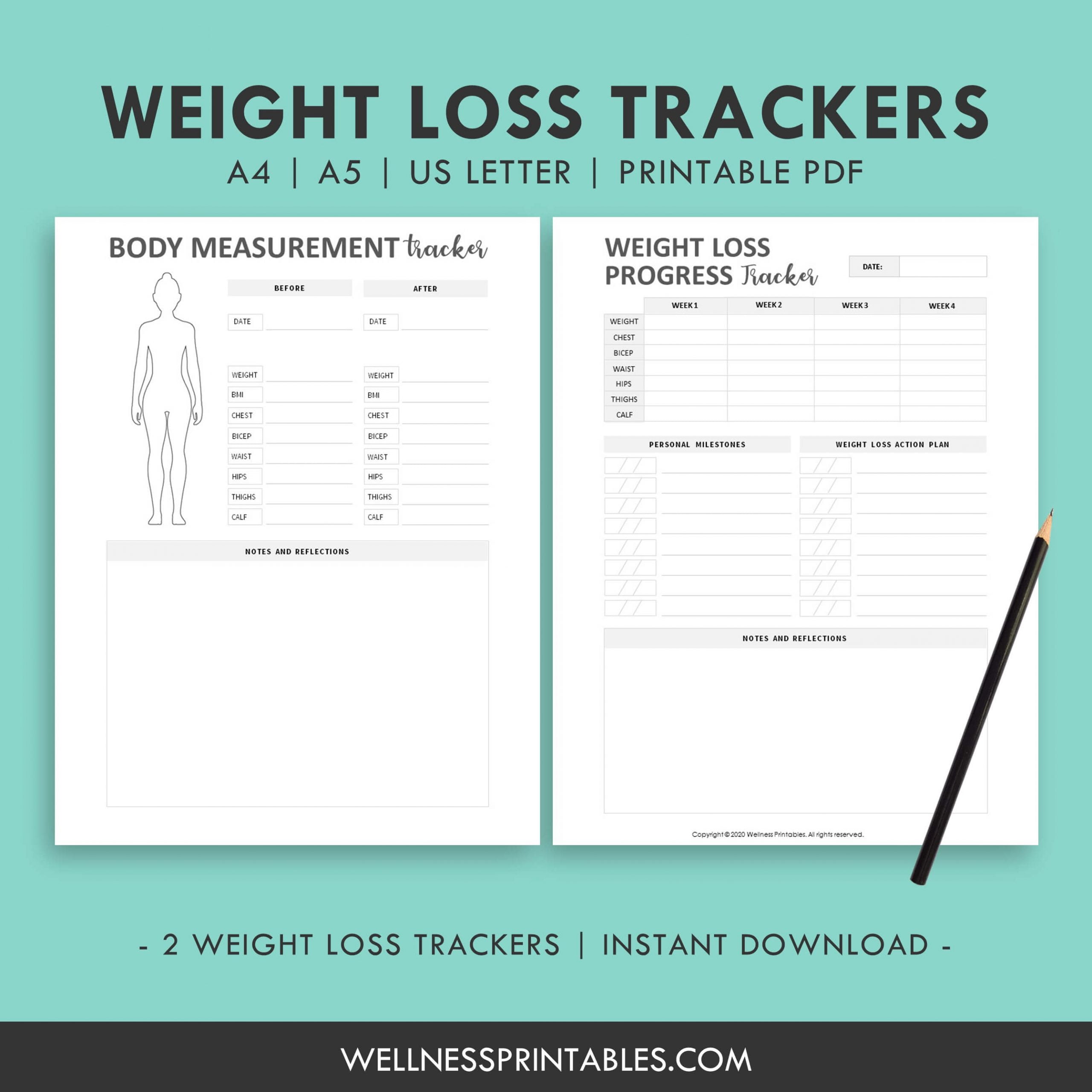 Weight Loss Tracker Printable Wellness Printables