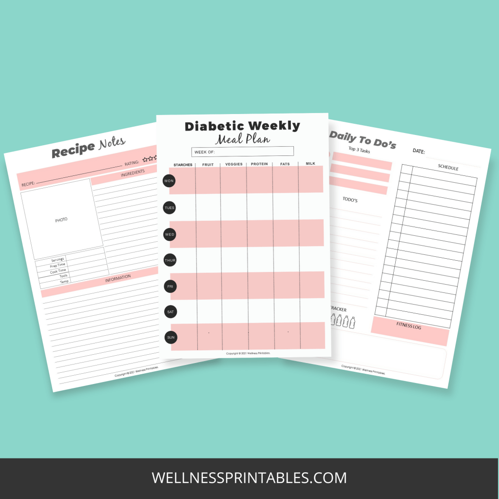 Blood Sugar Tracker Diabetic Planner - Wellness Printables