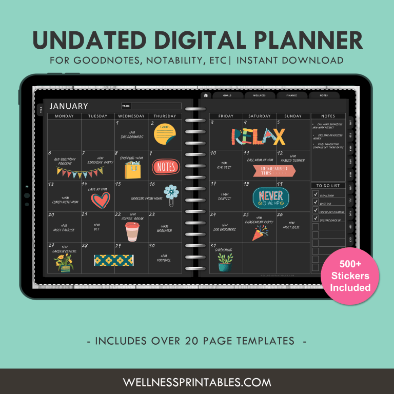 OneNote Black Paper Student Planner - Wellness Printables