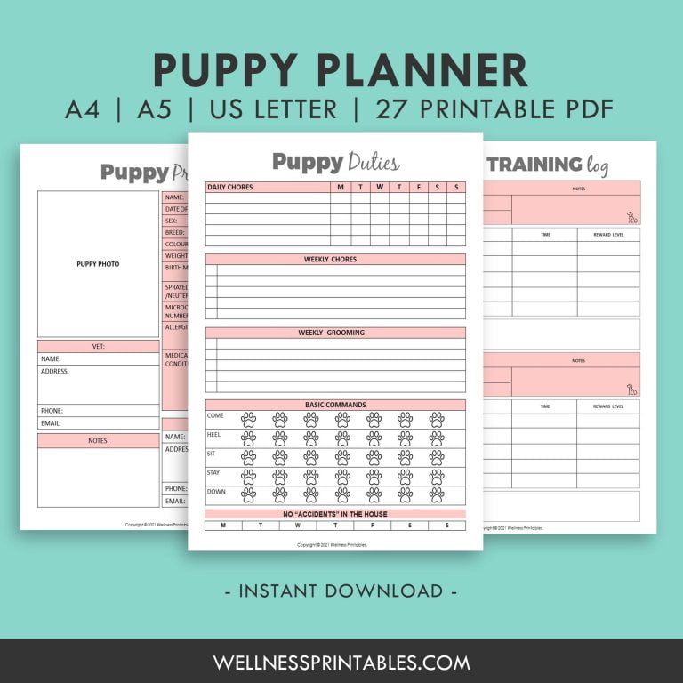 Puppy Training Planner - Wellness Printables