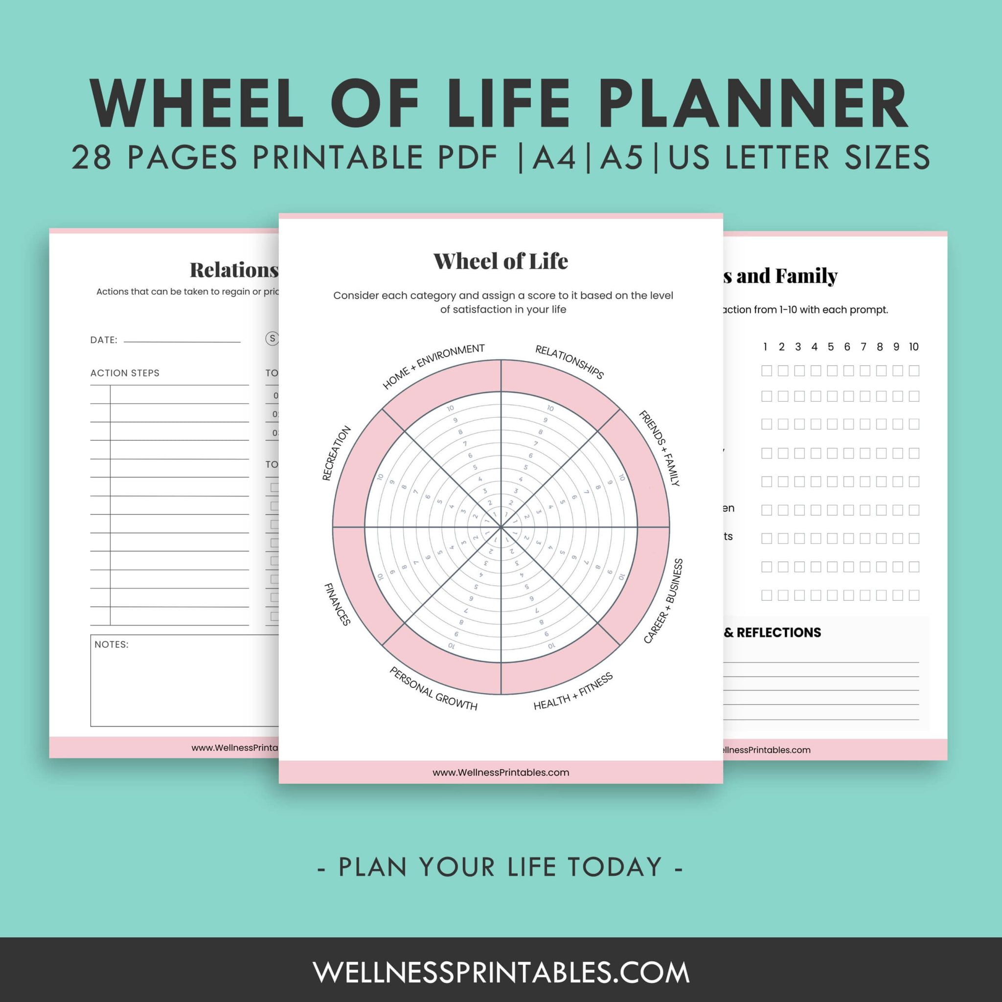 Wheel of Life Planner, Circle of Life Printable - Wellness Printables