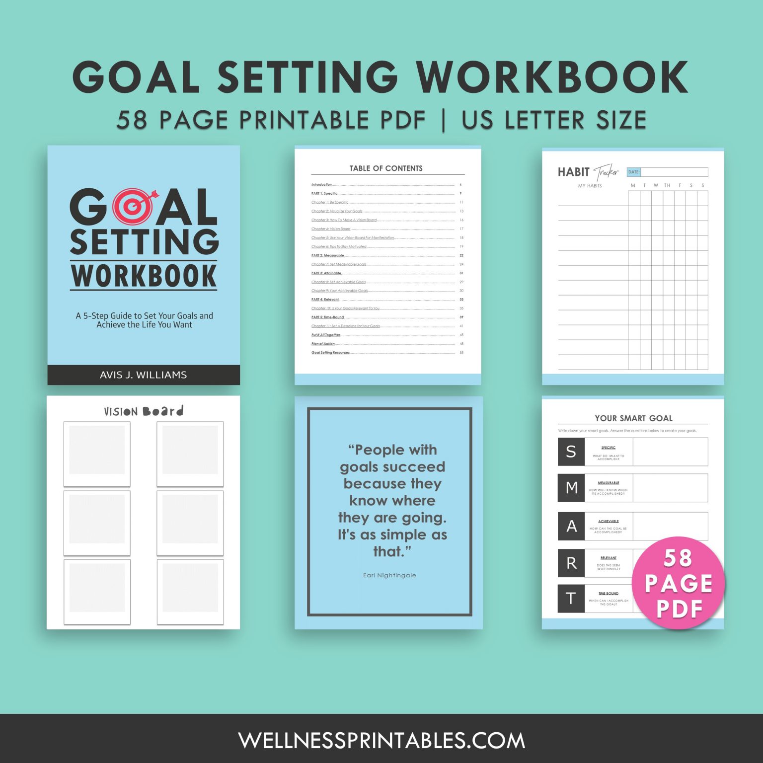 Goal Setting Worksheets Workbook: A 5-Step Guide to Help You Set Your ...
